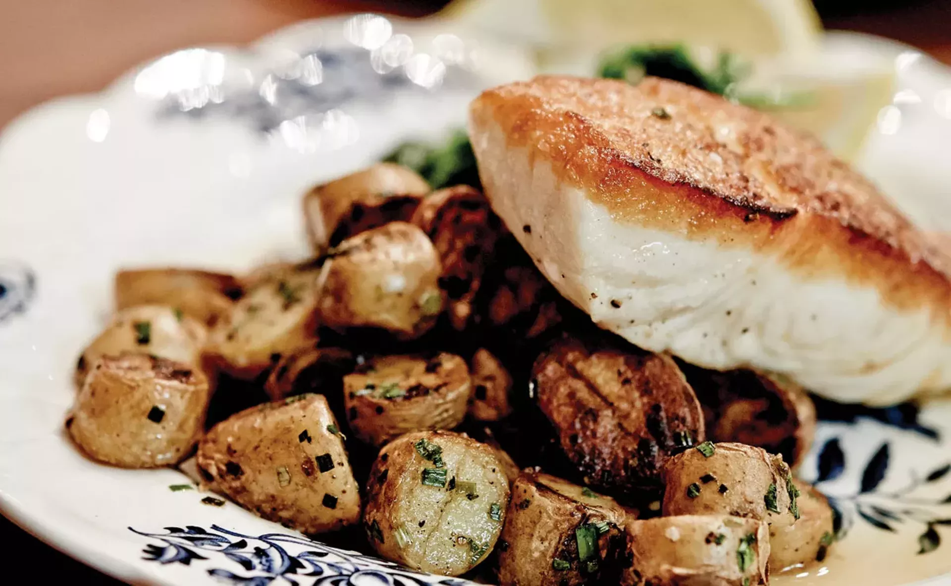 Basso's Roasted halibut with spinach and fingerling potatoes